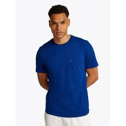 Tommy Hilfiger Herren T-Shirt "ESSENTIAL SOLID POCKET TEE", blau, Gr. L, Single Jersey, Obermaterial: 100% Baumwolle, Shirts