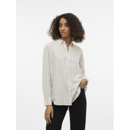 V&eacute;ro Moda VERO MODA Damen Hemdbluse "VMLINN LINEN LS SHIRT WVN NOOS", wei&szlig;, Gr. XL, unifarben, Web, Obermaterial: 55% Leinen, 45% Viskose, Blusen, hochwertige