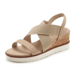 Lascana Damen Sandalette "Sommerschuh", Gr. 43, beige, Obermaterial: 100% Textilmaterial. Decksohle: 100% Textilmaterial. Futter: 100% Lederimitat.