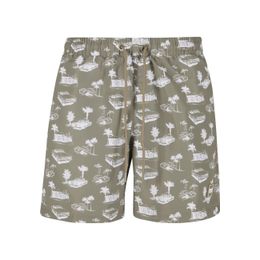 Badeshorts Urban Classics "Urban Classics Herren Pattern Swim Shorts", Herren, Gr. 4XL, US-Größen, paleolive, weiß, 100% Polyester, Badehosen