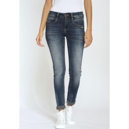 Gang Damen Skinny-fit-Jeans "94MORA", blau, Gr. 30, unifarben, Denim/Jeans, Obermaterial: 83% Baumwolle, 15% Polyester, 2% Elasthan, Jeans, mit