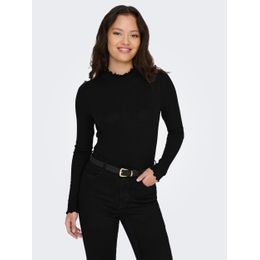 Jacqueline de Yong JDY Damen Langarmbluse "JDYFRANSISKA L/S HIGHNECK TOP JRS NOOS", schwarz, Gr. L, unifarben, Single Jersey, Obermaterial: 75% Viskose, 20% Baumwolle,