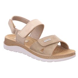 Rohde Damen Riemchensandale "BAVIERA", Gr. 36, beige, Lederimitat, Schuhe, Sommerschuh, Klettschuh, Keilabsatz, Sandale mit Softfußbett
