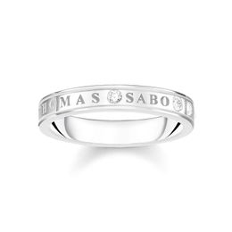 Thomas Sabo Damen Fingerring "mit weißen Steinen, TR2253-051-14-52,54,56,58", 58, Silber 925 (Sterlingsilber), 3,4mm, silber, Silber 925