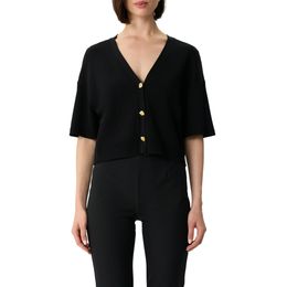 comma, COMMA Damen Cardigan, schwarz, Gr. 46, unifarben, Strick, Obermaterial: 55% Viskose, 45% Polyamid, Strickjacken, mit V-Ausschnitt und goldenen Kn&ouml;pfen