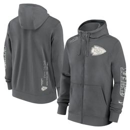 Nike Damen Kapuzenpullover "Nike Hoodie Kansas City Chiefs Nike Full-Zip Fleece", grau, Gr. XL, 82% Baumwolle, 18% Polyester, Pullover