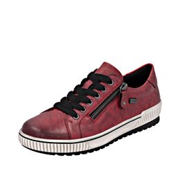 Remonte Damen Plateausneaker, Gr. 44, rot, Leder, used, Schuhe, Freizeitschuh, Halbschuh, Schn&uuml;rschuh mit Au&szlig;enrei&szlig;verschluss