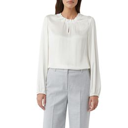 comma, COMMA Damen Langarmbluse, wei&szlig;, Gr. 40, unifarben, Web, Obermaterial: 100% Viskose, Blusen, mit gerafften Kragen