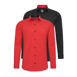 Rusty Neal Herren Langarmhemd, rot, Gr. L, unifarben, 60% Baumwolle, 37% Polyester, 3% Elasthan, Hemden, im Slim-Fit geschnitten