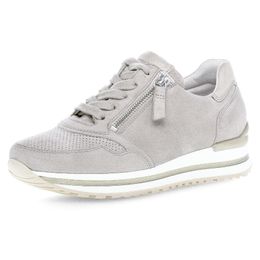 Gabor Damen Keilsneaker "TURIN", Gr. 44, grau, Ziegenveloursleder, unifarben, Schuhe, Freizeitschuh, Halbschuh, Schn&uuml;rschuh mit leichter Perforierung