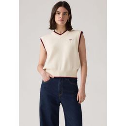 Levi's LEVI'S Damen Pullunder "CHARLIE VNECK VES"tofu, Gr. XS, kontrastfarbene Details, Strick, Obermaterial: 90% Baumwolle, 10% Wolle, Pullover, Feinstrick