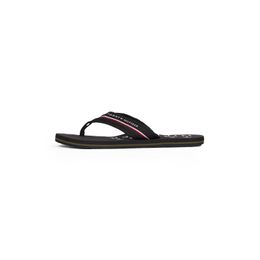 Tommy Hilfiger Herren Zehentrenner "Tommy Hilfiger WEB BEACH SANDAL", Gr. 41, schwarz, Textil, Schuhe, Sommerschuh, Badeschuh mit Logoschriftzug