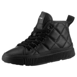 Geox Mädchen Sneaker "J LAQUINNY GIRL B", Gr. 28, schwarz, Lederimitat, Schuhe, High Top Sneaker, Schnürboots, Freizeitschuh mit Reißverschluss