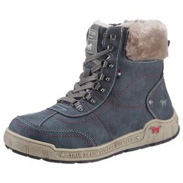 Mustang Shoes Damen Winterboots, Gr. 36, blau, Lederimitat, Schuhe, mit Kunstfellkragen in Weite G = weit
