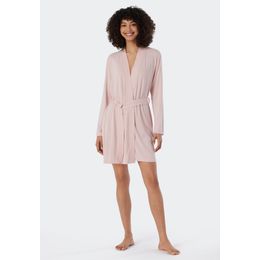 Schiesser Damen Morgenmantel ""Essentials"", Gr. L, rosa, Single-Jersey, unifarben, Hausmäntel, mit Kimono-Schnittform mit dezentem Glanz