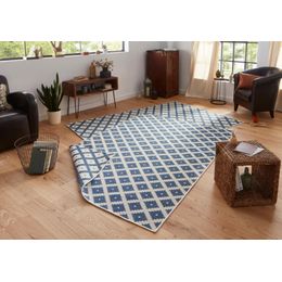 Teppich Hanse Home, B:80cm H:5mm L:150cm, blau, Kunstfaser, Wohnzimmer, Teppiche, "Nizza Wendeteppich", In-& Outdoor, Wetterfest, Balkon, L&auml;ufer,