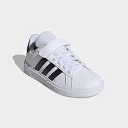 Mädchen Sneaker "GRAND COURT 2.0 KIDS", adidas Sportswear, Gr. 35, schwarz-weiß, Synthetik, Textil, Schuhe, Design auf den Spuren des adidas Superstar