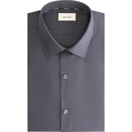 Calvin Klein Herren Businesshemd "SLIM ESSENTIALS POPLIN STR SLD", schwarz, Gr. 37, unifarben, Web, Obermaterial: 97% Baumwolle, 3% Elasthan, Hemden,