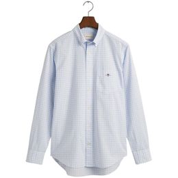 Gant Herren Langarmhemd "REG POPLIN GINGHAM SHIRT", blau, Gr. S, kariert, Web, Obermaterial: 100% Baumwolle, Hemden, mit Logostickerei auf der Brust