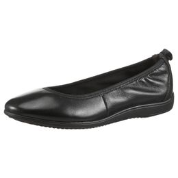 Tamaris Damen Ballerina, Gr. 39, schwarz, Glattleder, unifarben, Schuhe, Schlupfschuh, Bequemschuh mit komfortablem Elastikeinfass