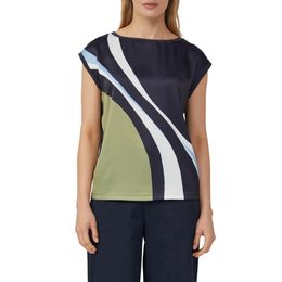Damen T-Shirt, blau, Gr. 34, s.Oliver BLACK LABEL, bedruckt, Web, Obermaterial: 93% Baumwolle, 7% Elasthan, Shirts, mit Print