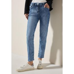Cecil Damen Regular-fit-Jeans "Style Scarlett", blau, Gr. 25, unifarben, Denim/Jeans, Obermaterial: 77% Baumwolle, 20% Polyester, 3% Elasthan, Jeans,