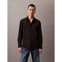 Calvin Klein Herren Businesshemd "LS SOLID STRETCH CLASSIC SHIRT", schwarz, Gr. L, unifarben, Web, Obermaterial: 96% Baumwolle, 4% Elasthan, Hemden,