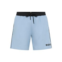 BOSS Herren Badeshorts "Starfish", blau, Gr. S, Microfaser, Microfaser, Badehosen, mit Kontraststreifen