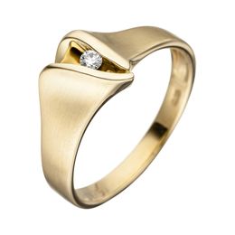 Jobo Damen Diamantring, 50, SI = kleine Einschl&uuml;sse, Diamanten Gelbgold 585, gelb, Diamanten, Gelbgold 585, Fingerringe, 585 Gold mit Diamant