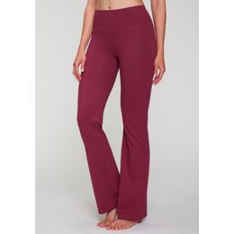 active by Lascana LASCANA ACTIVE Damen Jazzpants, Gr. 32, lila, Single Jersey, Obermaterial: 95% Baumwolle, 5% Elasthan, unifarben, Basic, Hosen, mit breitem B&uuml;ndchen