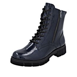 Remonte Damen Schn&uuml;rstiefelette, Gr. 41, blau, Lacklederimitat, gl&auml;nzend, Schuhe, Schn&uuml;rboots, Stiefelette, Profilsohle, mit Glitzer-Schn&uuml;rsenkel