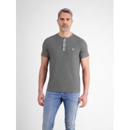 Lerros Herren Henleyshirt "Lerros Herren Serafino-Shirt, gestreift", grau, Gr. S, 100% Baumwolle, Shirts