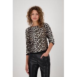 monari Damen 3/4 Arm-Pullover "Pullover Leo allover", schwarz, Gr. 40, animal-print, gemustert, mehrfarbig, Web, Obermaterial: 75% Viskose, 25%