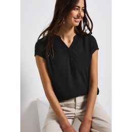 Street One Damen T-Shirt, schwarz, Gr. 38, unifarben, Jersey, Obermaterial: 95% Viskose, 5% Elasthan, Shirts, im Tunika-Look
