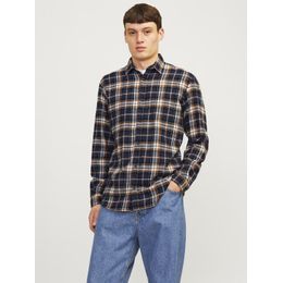 Jack & Jones JACK & JONES Herren Langarmhemd "JJJOSHUA FALL FLANNEL SHIRT LS", bunt, Gr. XS, unifarben, Web, Obermaterial: 60% Baumwolle, 40% Polyester, Hemden
