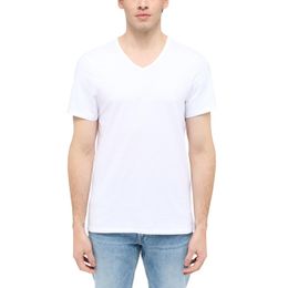Mustang Damen T-Shirt "Amado", wei&szlig;, Basic, Gr. L, Jersey, Obermaterial: 95% Baumwolle, 5% Elasthan, Shirts