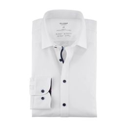 OLYMP Herren Langarmhemd "24/7 - Level 5 - Jersey", wei&szlig;, Gr. 45, Jersey, Obermaterial: 92% Baumwolle, 8% Elasthan, Hemden, modisches Blumenmuster in