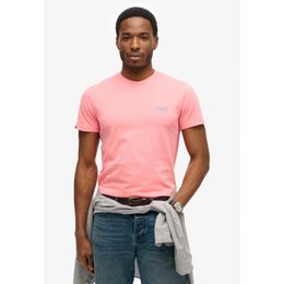 Superdry Herren Rundhalsshirt "ESSENTIAL LOGO EMB TEE", pink, Gr. M, bedruckt, Single Jersey, Obermaterial: 100% Baumwolle, Shirts