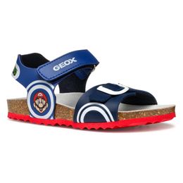 Geox Kinder Sandale "J GHITA BOY", Gr. 27, blau, Synthetik, Schuhe, Klettschuh, Sommerschuh mit Super Mario Motiv und Logo