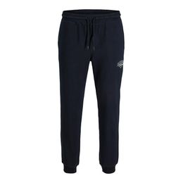 Jack & Jones Jungen Sweathose "JPSTGORDON MAKOTO SWEAT PANTS JNR", blau, Gr. 128, JACK & JONES JUNIOR, bedruckt, Web, Obermaterial: 60% Baumwolle, 40% Polyester,