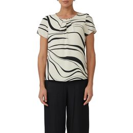 Damen Kurzarmbluse, braun, Gr. 46, s.Oliver BLACK LABEL, bedruckt, Crêpe, Obermaterial: 100% Viskose, Blusen, mit All-Over Print
