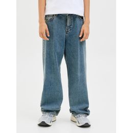 Jack & Jones Jungen Relax-fit-Jeans "JJIALEX JJORIGINAL SQ 066 SN JNR", blau, Gr. 128, JACK & JONES JUNIOR, clean, Denim/Jeans, Obermaterial: 100% Baumwolle, Jeans