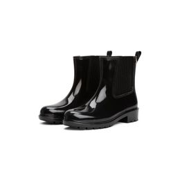 Tommy Hilfiger Damen Chelseaboots "FLAG HARDWARE RAINBOOT", Gr. 41, schwarz, Synthetik, unifarben, Schuhe, Blockabsatz, Schlupfboots, Gummistiefel
