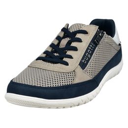 Bugatti Herren Sneaker, Gr. 40, beige, Lederimitat, Textil, Schuhe, Freizeitschuh, Halbschuh, Schnürschuh mit Kontrastbesätzen