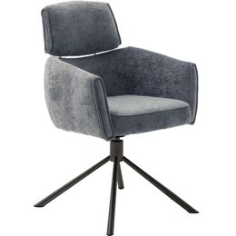 Esszimmerstuhl MCA furniture "QUEBEC", grau (anthrazit, schwarz matt lackiert), B:60cm H:92cm T:64cm, Stühle, (2er-Set), 360 drehbar, Taschenfederkern, Sitzhöhe ca. 51 cm