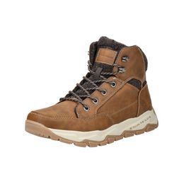 Schnürstiefelette Tom Tailor "Tom Tailor Stiefelette Lederimitat/Textil", Herren, Gr. 41, braun (cognac), Lederimitat, Textil, Casual, Schuhe
