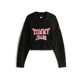 Tommy Jeans Pullover 'VARSITY' Damen Gr&ouml;&szlig;e XS hellrot / schwarz / wei&szlig;