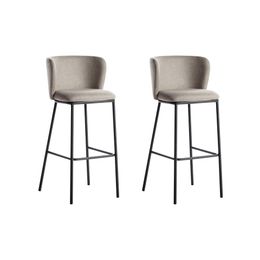 Beliani 2-tlg Barhocker MINA in Beige/Schwarz | Gr.: onesize
