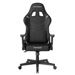 DXRacer Gaming-Stuhl »Prince Gaming Chair Regular L, PVC, schwarz schwarz mit weißen Nähten« () schwarz-schwarz-weißen Empfohlene Größe: < 185 cm....