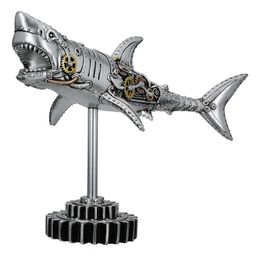 Gilde Tierfigur &raquo;Figur Hai Steampunk Shark silberfarben H. 29,5 cm&laquo; silber Kunstharz